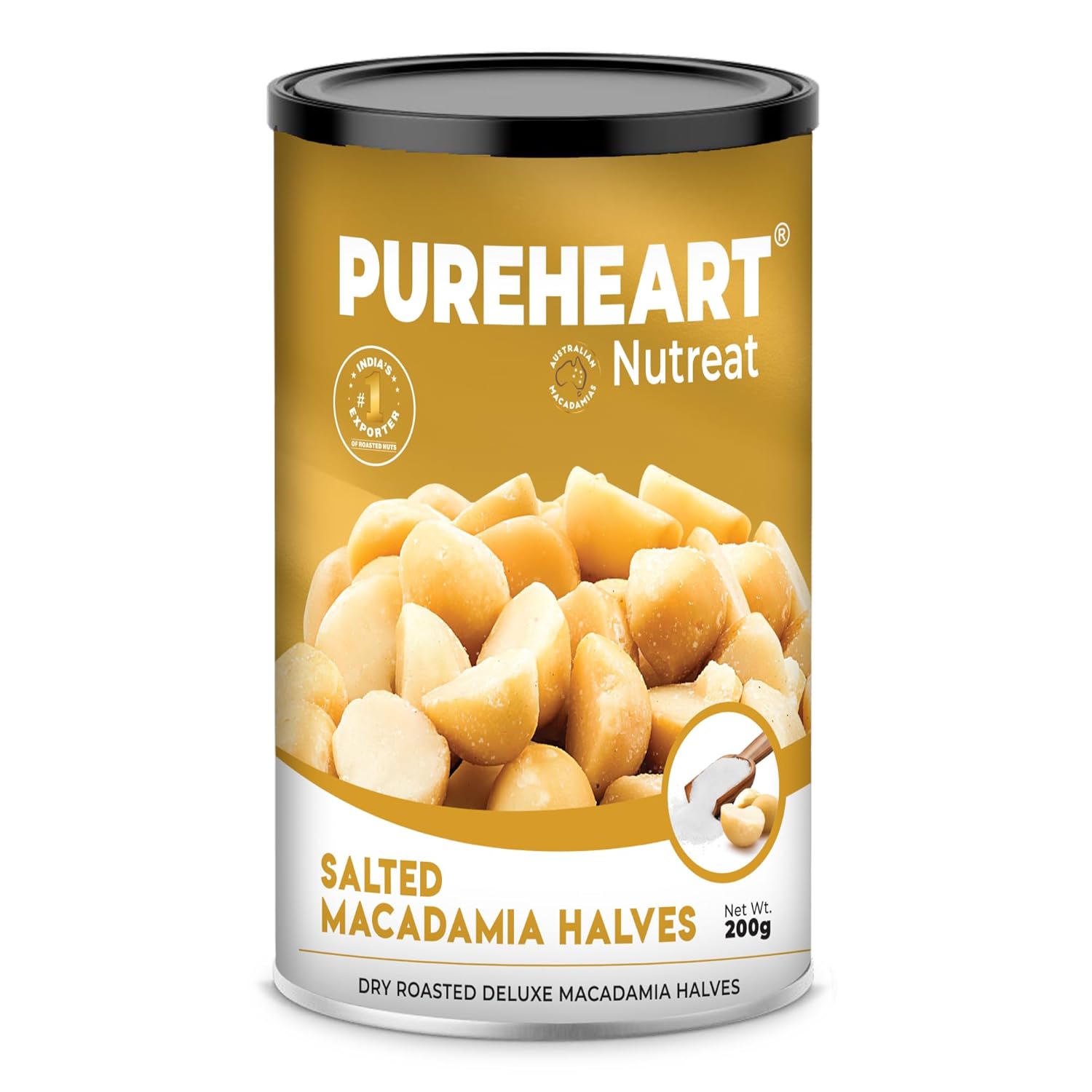 Pureheart Salted Macadamia Halves (200 gm) Premium Roasted Australian